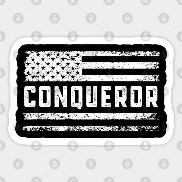 Conqueror – Vintage US Flag Strength & Pride - Conqueror - Sticker ...