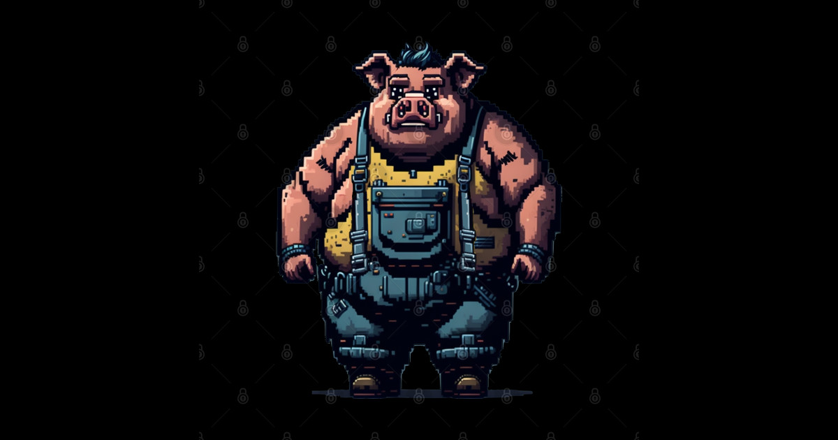 8-Bit Pig Video Game Character - Pigs - Sticker | TeePublic