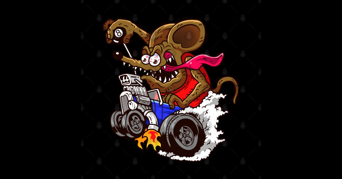 DigiRods Rat Rod Rider Classic Hot Rod 8 Ball Shifter Cartoon Car Art ...