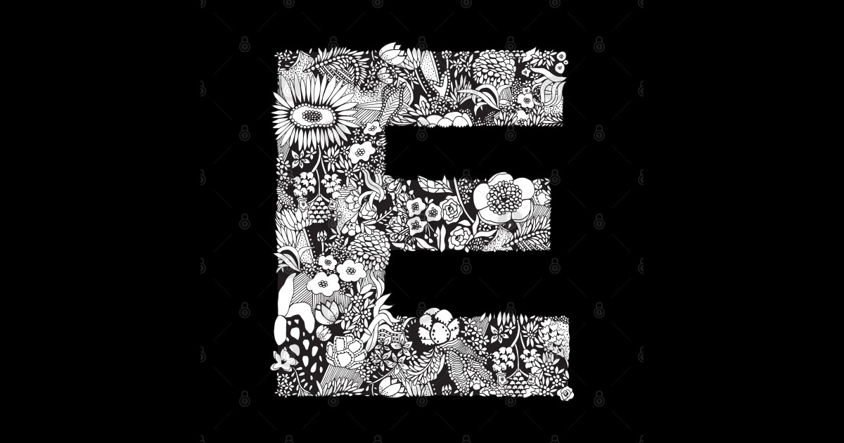 Floral Letter E - Letter E - Sticker | TeePublic