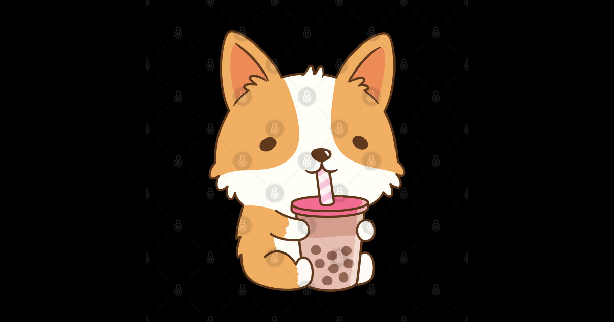 Cute Corgi Drinking Bubble Tea - Cute Corgi - Magnet | TeePublic