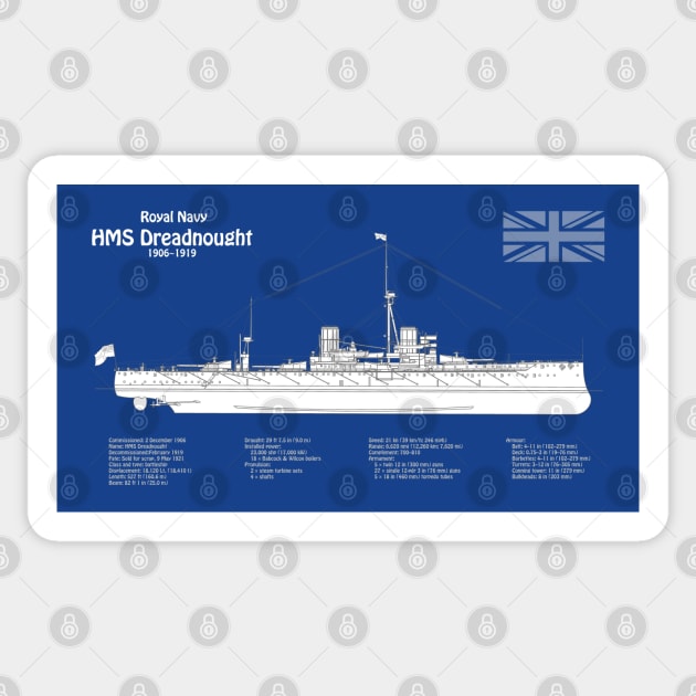 HMS Dreadnought ship plans -ABD - Hms Dreadnought - Sticker | TeePublic