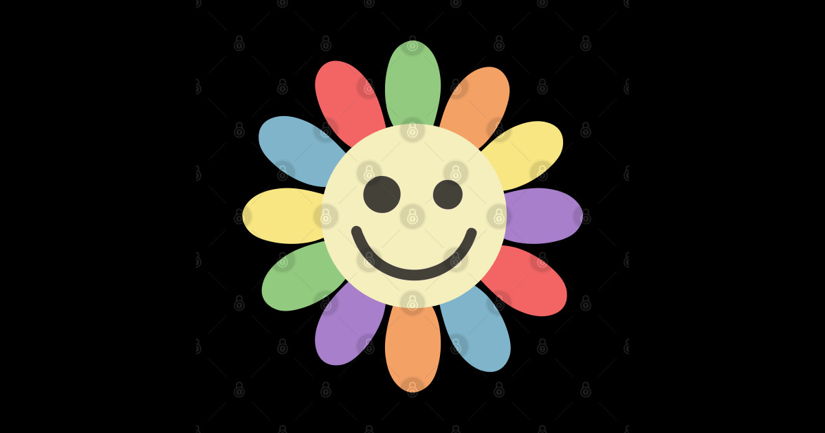 Rainbow Happy Flower - Happy - Sticker | TeePublic