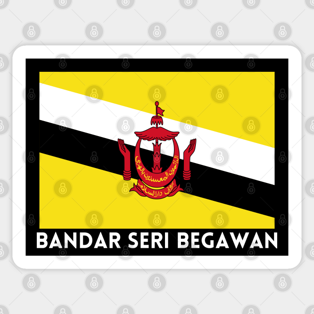 Bandar Seri Begawan City in Brunei Flag - Brunei Flag - Sticker | TeePublic