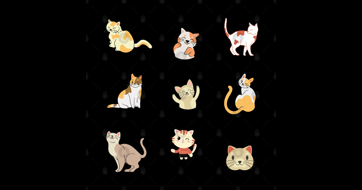 Cute Cats Sticker Pack - Cat - Sticker | TeePublic