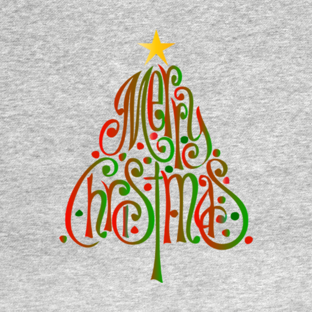 Merry Christmas Word Tree - Christmas - T-Shirt | TeePublic