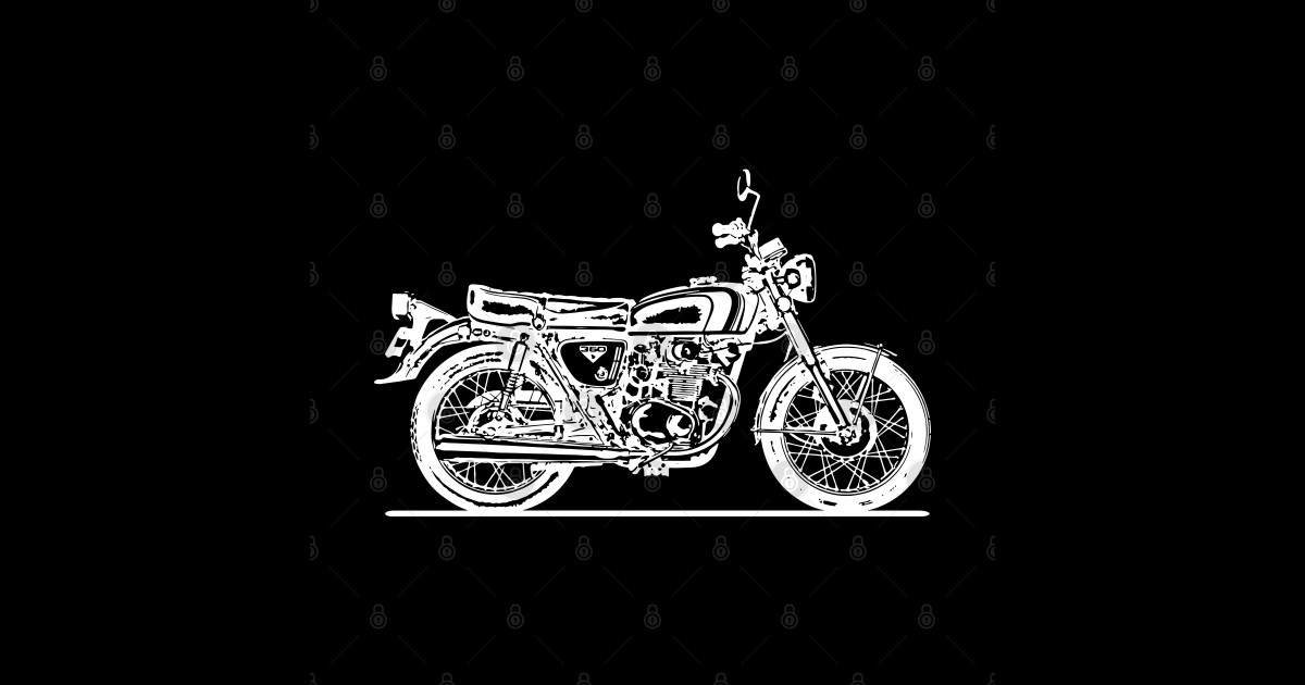CB350 Super Sport White Sketch Art - Honda - Sticker | TeePublic