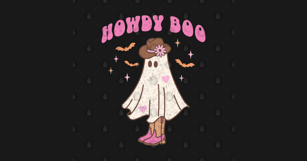 Western Retro Halloween Ghost Happy Howdy Boo Pink Black - Halloween ...