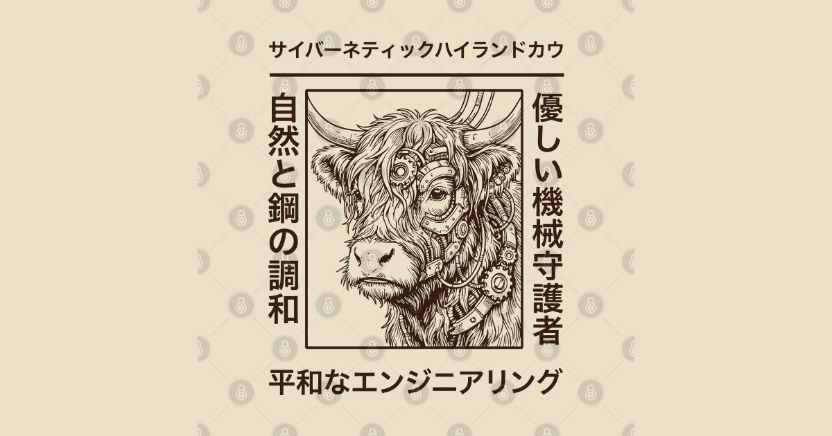 Cyberpunk Highland Cow Vintage Retro Japanese Sci Fi Art - Cyberpunk ...