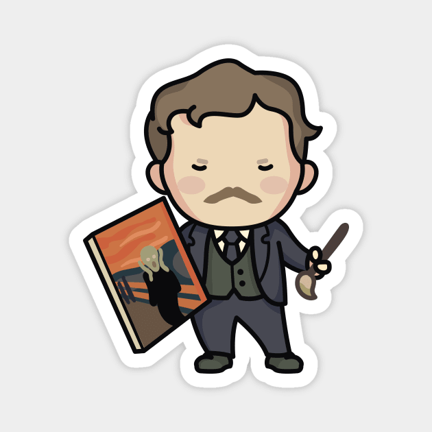 Cute Edvard Munch Cartoon Character - Edvard Munch - Magnet | TeePublic