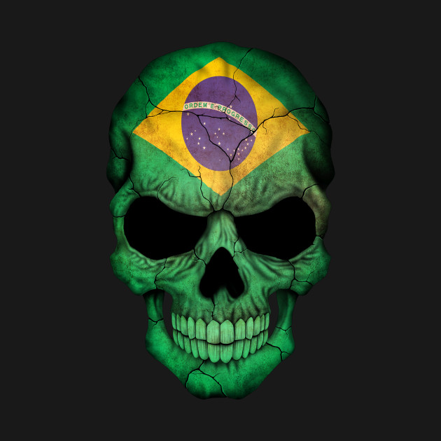 Brazilian Flag Skull - Brazil - T-Shirt | TeePublic
