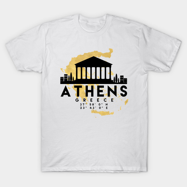 Athens Greece Skyline Map Art - Athens - T-Shirt | TeePublic