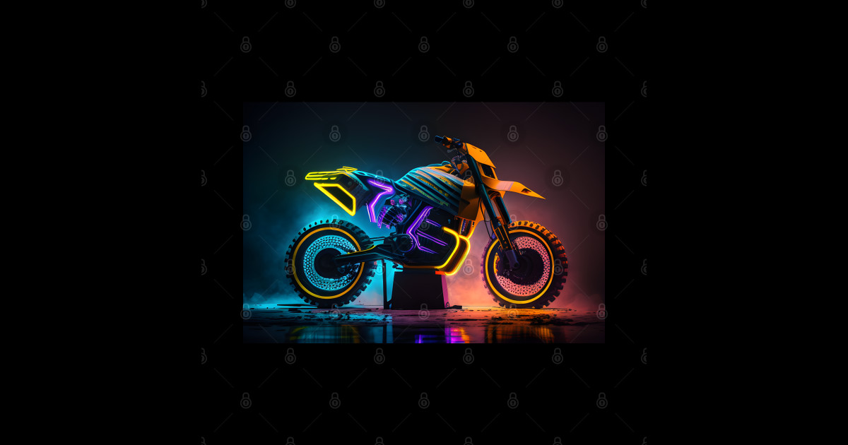Futuristic Cyberpunk Neon Dirt Bike - Motogp - T-Shirt | TeePublic