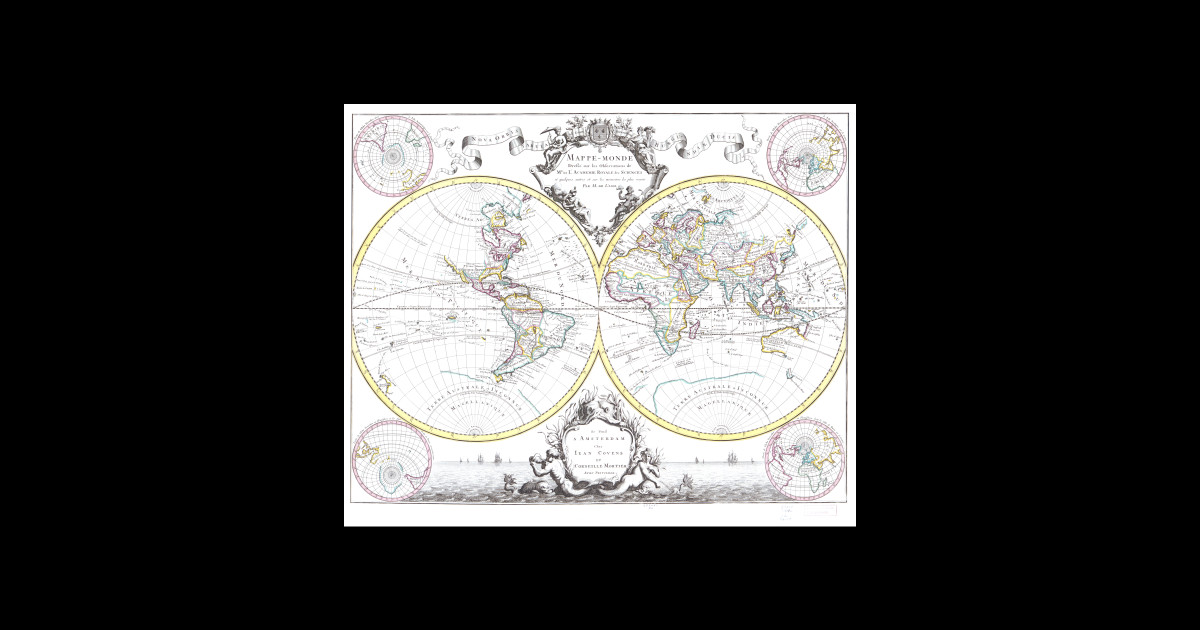 World map wall art 1665 dorm decor mappemonde Art Print - World Map ...