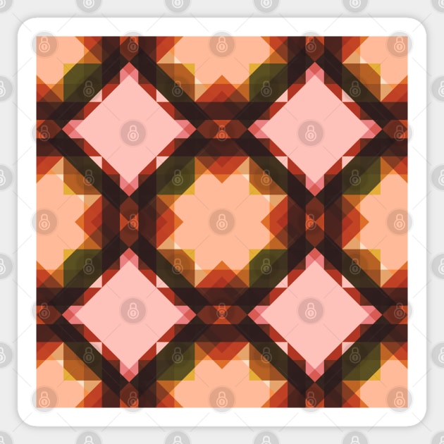 Mid Mod Star Quilt Peach and Green - Peach - Sticker | TeePublic