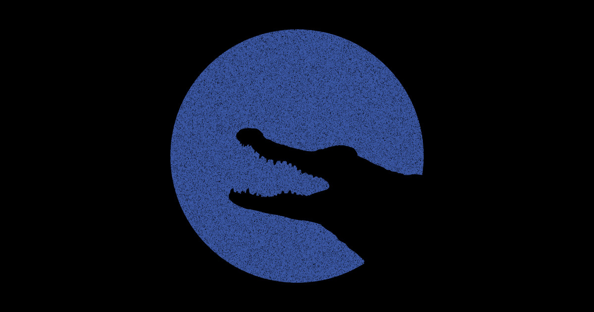 Minimalist Distressed Blue Alligator Moon - Silhouette - Sticker ...