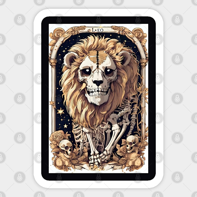 Leo lion skeleton - Leo - Sticker | TeePublic