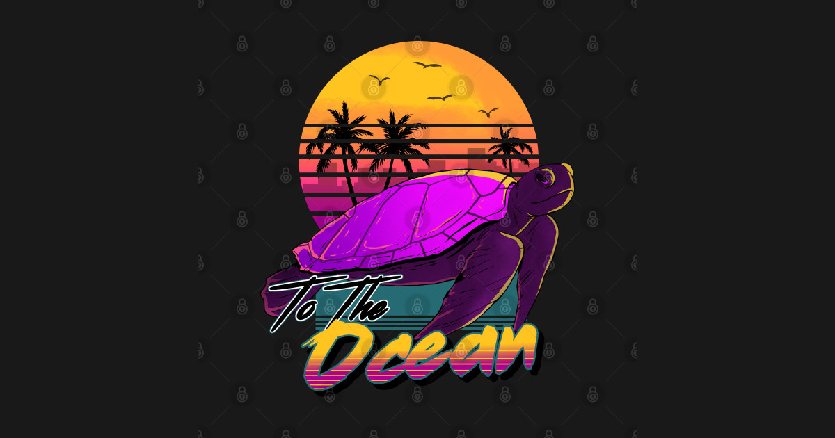 Vsco Girl Sea Turtle Synthwave Vaporwave ocean Retro Wave - Vsco Girl ...
