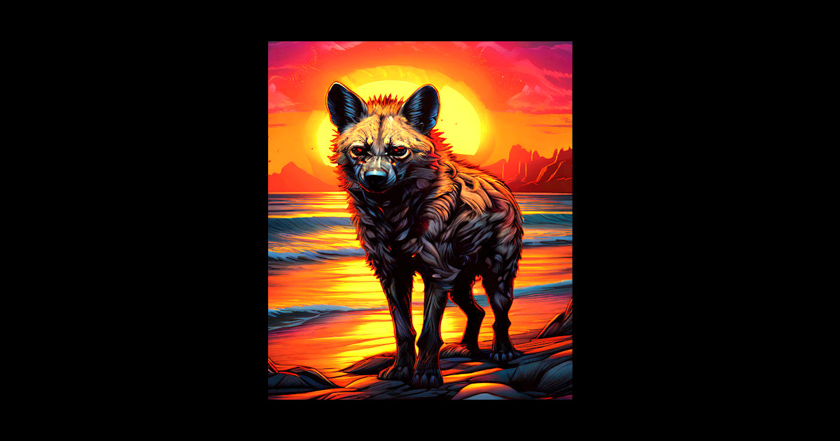 Hyena on the Beach, Sunset - Hyena On The Beach Sunset Lover - Posters ...