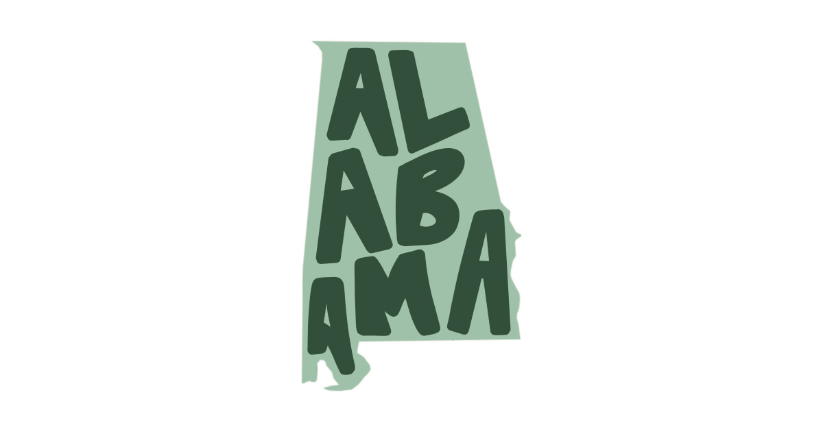 Alabama Doodle Letters Map Outline- green - Alabama - T-Shirt | TeePublic