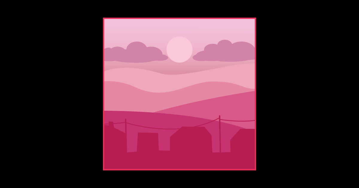 Pink town view cute illustration - View Illustration - Sticker | TeePublic