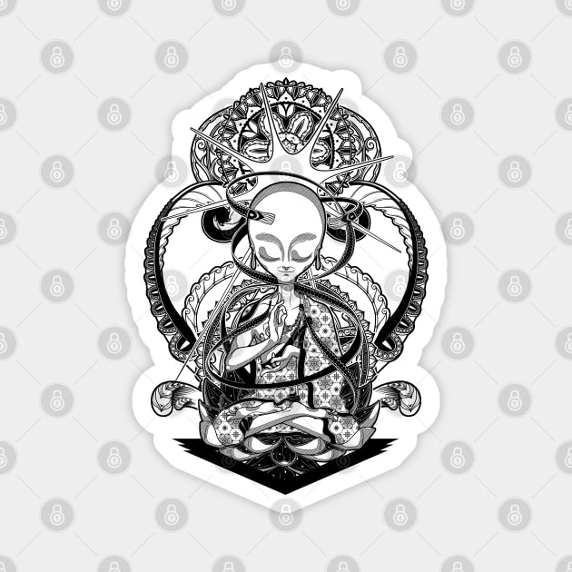 The alien Buddha - Buddha - Magnet | TeePublic