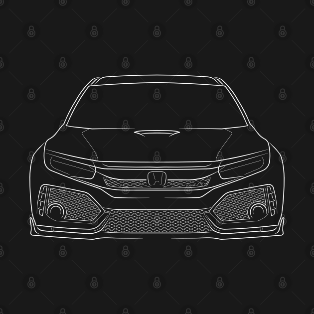 Honda Civic si Typr R FK8 - front stencil, white - Civic Type R - T ...