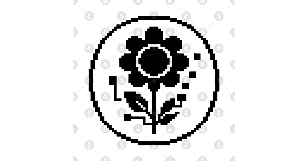 Digital Bloom – Pixel Flower Line Art Symbol - Minimalist Pixel Art - T ...