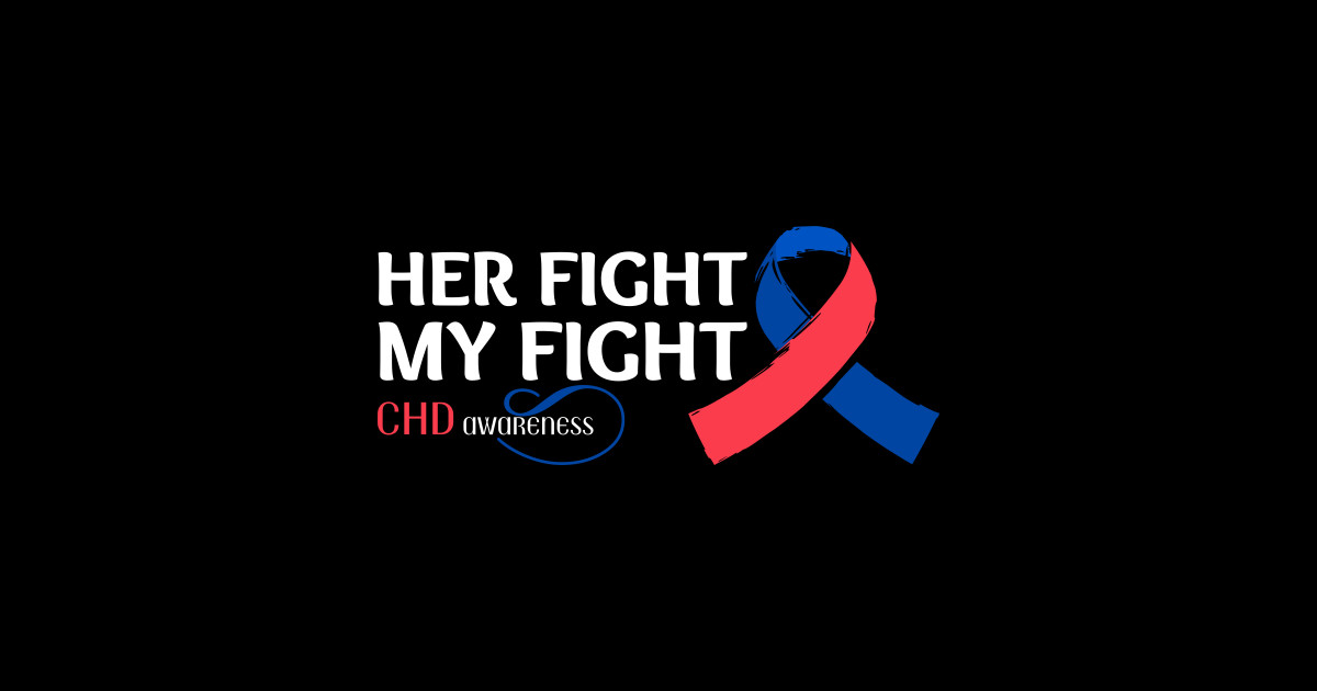 Her Fight, My Fight – CHD Awareness with Red & Blue Ribbon Illustration ...