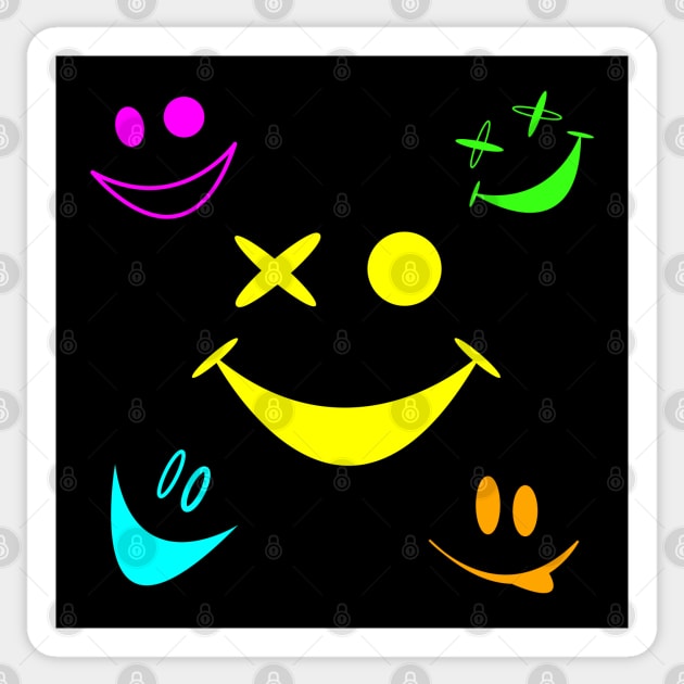 Neon Smiley Spectrum No 1 - Neon Colors - Sticker | TeePublic