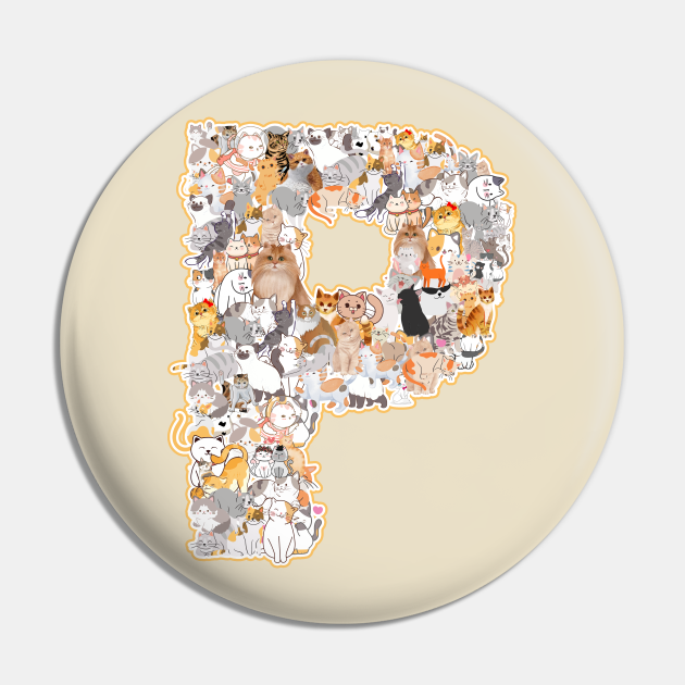 cat letter P(the cat forms the letter P) - Cat - Pin | TeePublic