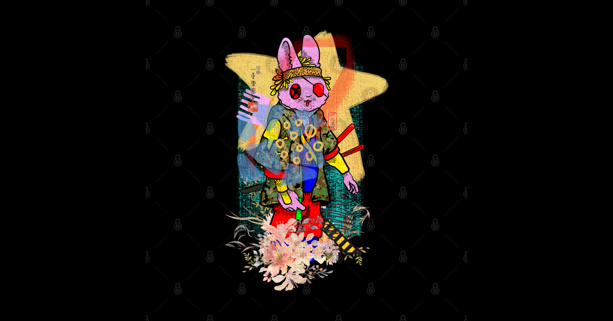 Ronin Rabbit Japanese warrior smoking - Rabbit Lover Gift Ideas ...