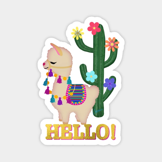 Hello Cute Little Llama and Cactus | Cherie's Original Art (c)2021 ...