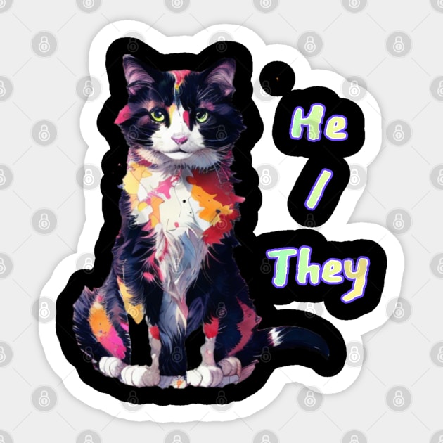 Pepe - He/They Rainbow Text Red - He They - Sticker | TeePublic