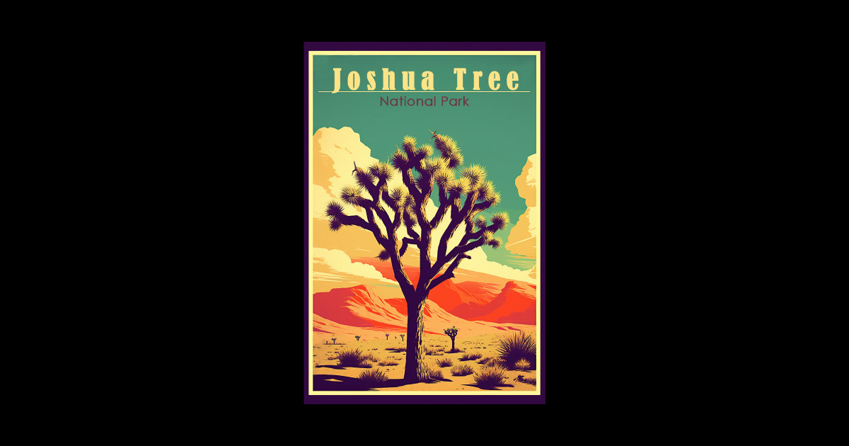 Joshua Tree National Park Vintage Travel Poster - Joshua Tree - Sticker ...