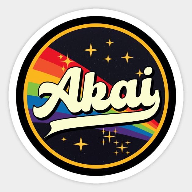 Akai // Rainbow In Space Vintage Style - Akai - Sticker | TeePublic