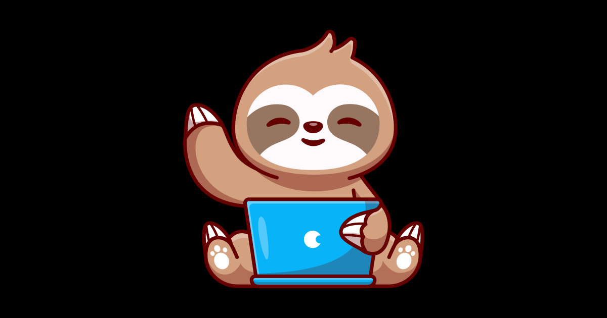 Cute Sloth Working On Laptop Cartoon - Cute Sloth Working On Laptop ...
