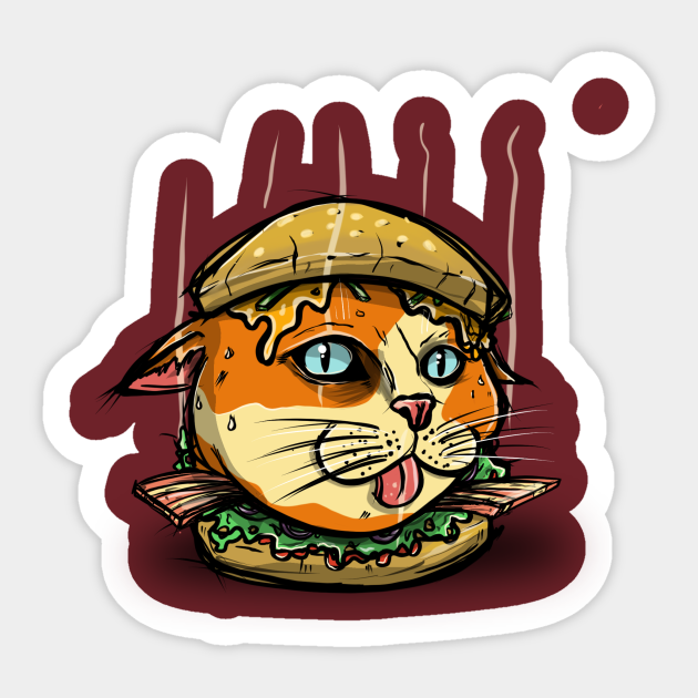 Burger cat - Food - Sticker | TeePublic
