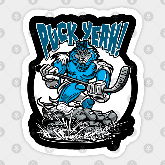 Puck Yeah Yeti Hockey Player Mascot - Puck Yeah - Sticker | TeePublic