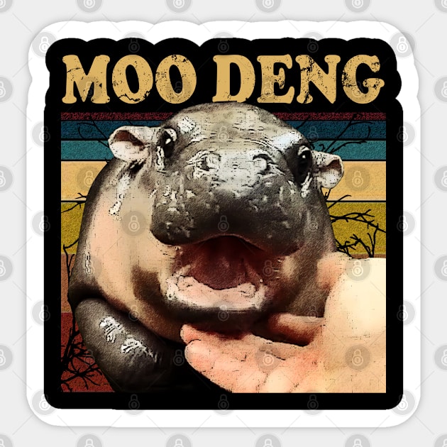 moo deng retro meme - Moo Deng - Sticker | TeePublic