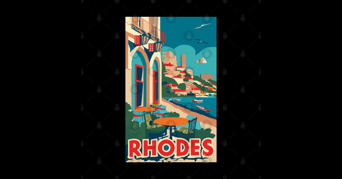 A Vintage Travel Illustration of Rhodes - Greece - Rhodes - Sticker ...