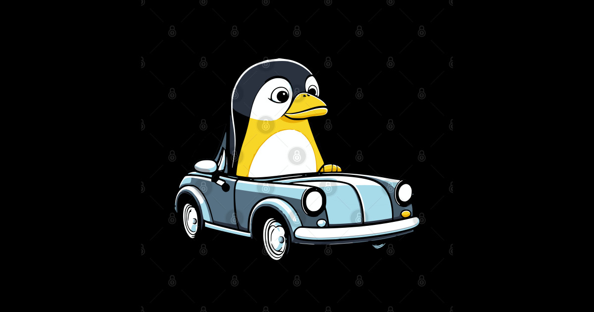 Cute Cartoon Penguin in a Car - Penguin - Sticker | TeePublic