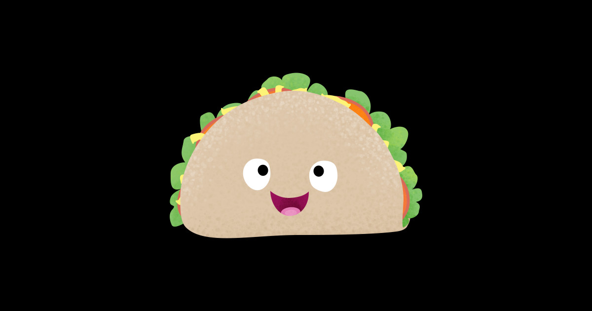 Cute happy smiling taco cartoon illustration - Taco - Sticker | TeePublic