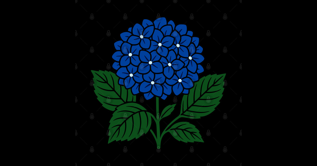 Blue Hydrangea With Leaves - Hydrangea - Sticker | TeePublic