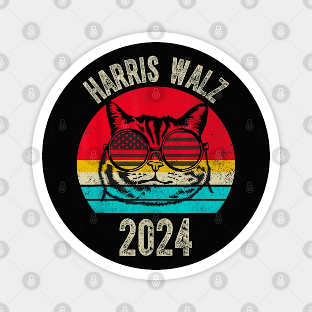 Harris Walz Cat 2024 vintage - Harris Walz - Magnet | TeePublic