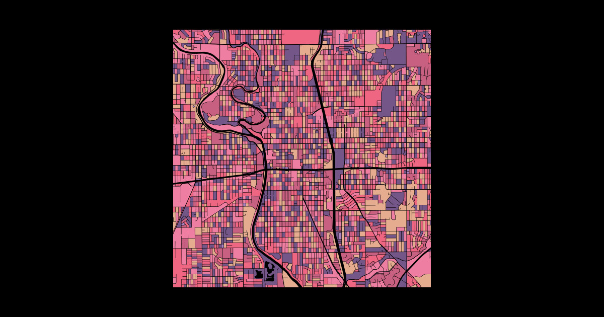 Wichita Map Pattern in Purple & Pink - Wichita Map - Sticker | TeePublic