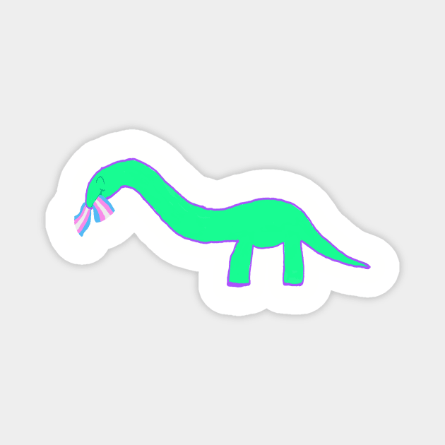 Trans Longneck dinosaur with pride flag - Gay - Magnet | TeePublic