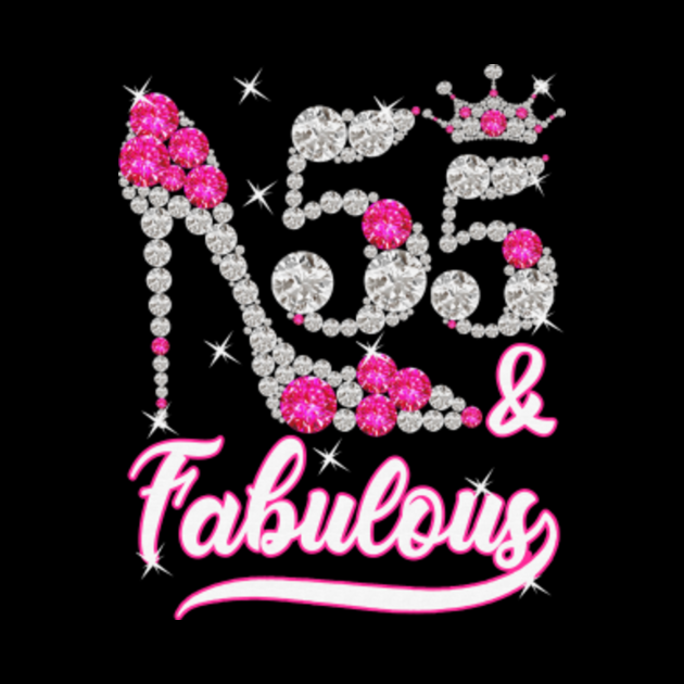 Womens 55 And Fabulous 55th Birthday Diamond T Tee Tshirt Women 55
