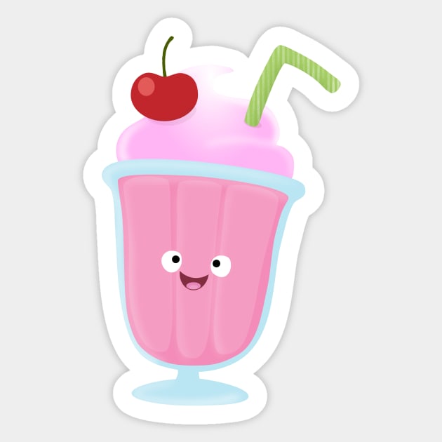 Cute strawberry ice cream sundae cartoon - Sundae - Sticker | TeePublic