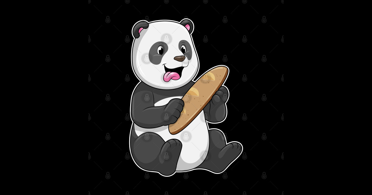 Panda as Baker with Bread - Panda - Sticker | TeePublic